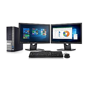 Dell Optiplex 9010 Desktop Computer- Intel Core i7 3.4GHz, 16GB DDR3, New 1TB SSD, Windows 10 Pro 64-Bit, WiFi, DVDRW + 2 New Dell Full HD 22 inch LED Monitor (Renewed)