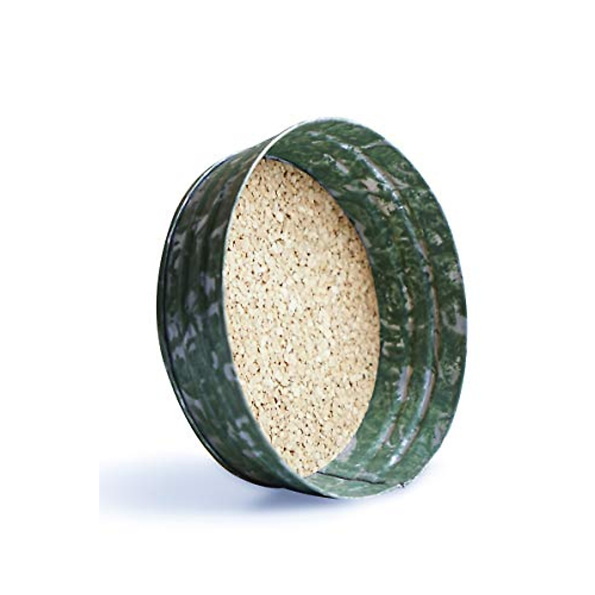 GoCraft Mason Jar Lid Cork Coasters | Set of 4 Handmade Galvanized Iron Coasters with Absorbent Cork Inside (Green)