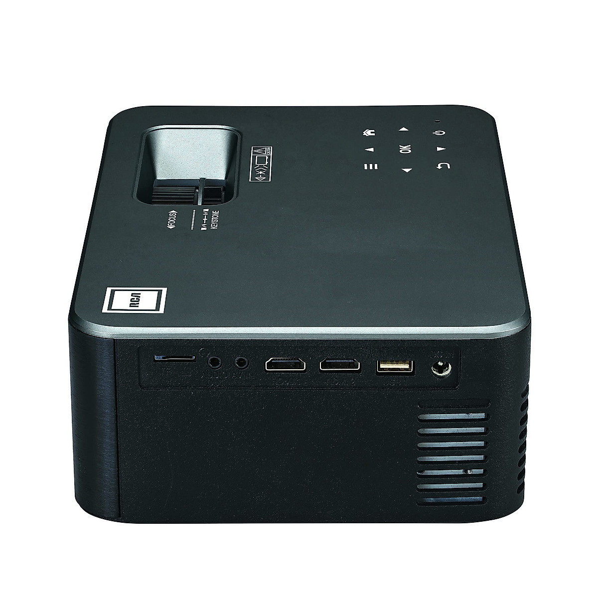 RCA Roku Smart Home Theater Projector - Stream Netflix, Prime Video, Hulu, Disney+, Apple TV+ and More - Portable Projector Compatible with TV, PC, HDMI, USB, VGA - Living Room/Backyard Projector