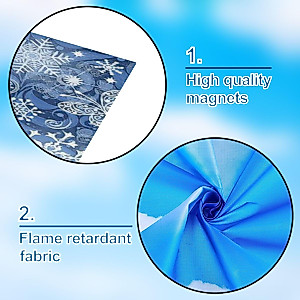 4 Pack Fluorescent Light Covers for Ceiling Light, Frosty blue Christmas pattern stylized snowflakes butterflies leaves Light Filters for Classroom Office Home, 4' x 2' Decorative Magnetic Light Cover