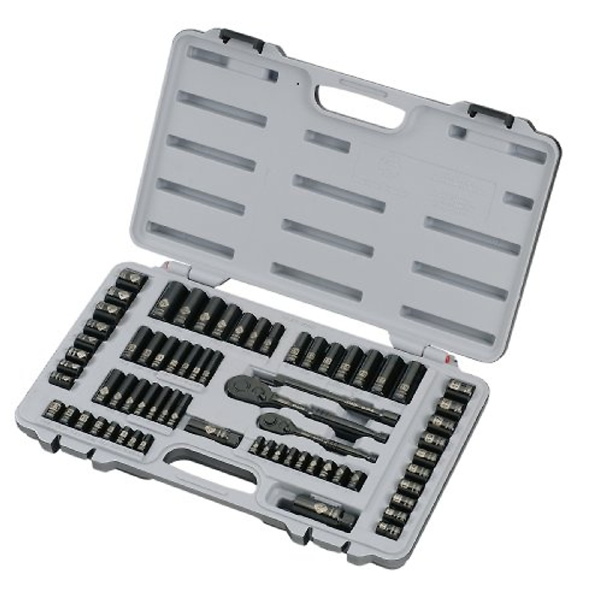 STANLEY Mechanics Tool Set, SAE, 1/4 in. & 3/8 in Drive, 69 Piece, Black Chrome (92-824)