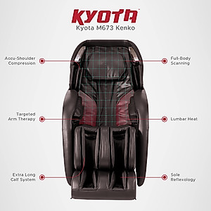 Kyota M673 Kenko 3D Zero Gravity Massage Chair (Brown), with Full-Body Massage, Extra Long Calf Reflexology Foot Rollers, Wireless Speakers, Massage Chairs Great for at-Home Therapy