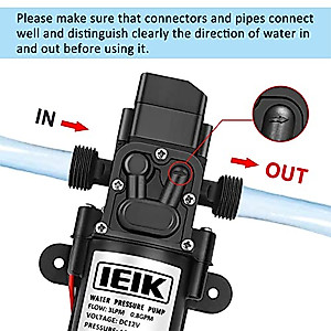 IEIK Water Pressure Diaphragm Pump DC 12V 30W Water Pressure Sprayer Pump 3LPM 0.8 GPM 100PSI 130ft Self Priming Pump for Caravan RV Boat Marine Agricultural Spraying Port