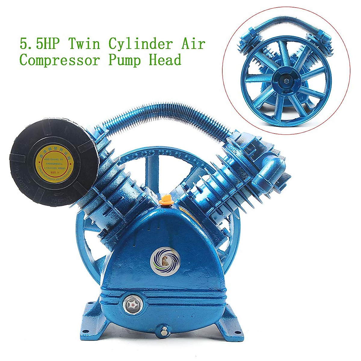 Air Compressor Pump Head, 21CFM 5.5HP Air Compressor Pump Replacement 175Psi V-Type Dual-Cylinder Air Compressor Piston Pump Head, V-0.6/12.5 (US Stock)