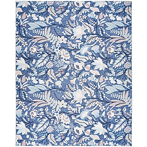 Nourison Washables Floral Navy Multicolor 5'2" x 7' Area -Rug, Easy -Cleaning, Non Shedding, Bed Room, Living Room, Dining Room, Kitchen (5x7)