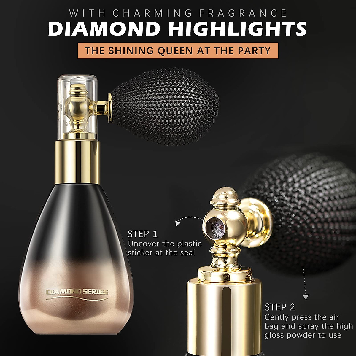 NewBang 3pcs Highlighter Loose Powder Spray Glitter High Gloss Spray Shimmer Shimmering Sparkle Powder Body Glitter Makeup Spray for Face Body Hair Nails Christmas Party Cosmetic Gift Set for Women