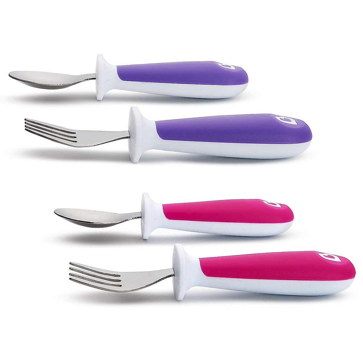Munchkin Raise 4 Pack Toddler Fork and Spoon, Pink/Purple