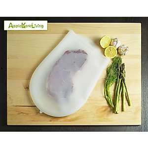 Revolutionize Sous Vide Cooking with AppleKoreLiving Sous Vide Reusable Silicone Bags | Set of 2 Large BPA Free Bags | Thinner and More Flexible than other Reusable Vacuum Seal Bags