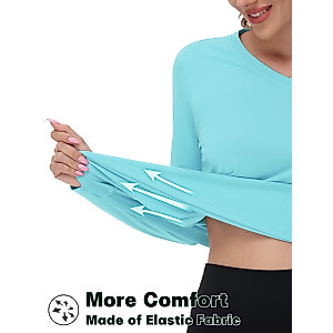 TACVASEN Workout Shirts for Women UPF 50+ Running Shirts Womens Dry Fit Fishing Hiking Shirts Long Sleeve Rash Guard T-Shirt Lake Blue