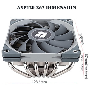 Thermalright AXP120-X67 Low Profile CPU Air Cooler with Quite 120mm TL-C12015 PWM Fan, 6 Heat Pipes, 67mm Height, for AMD AM4/Intel LGA 1700/1150/1151/1155/1156/1200/2011/2066