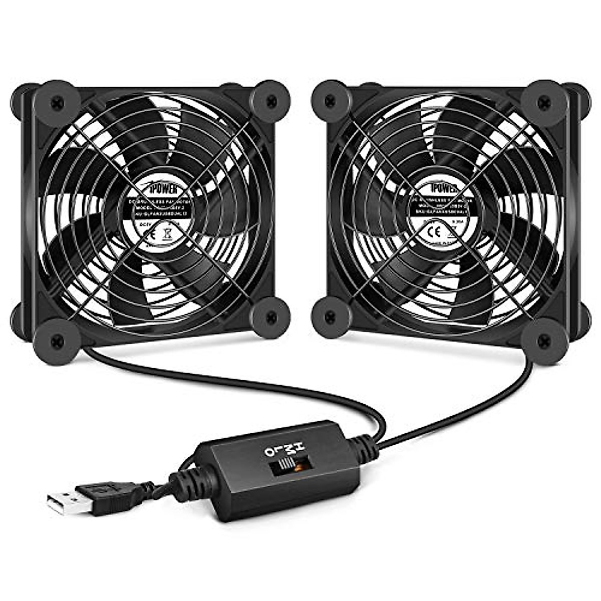 iPower Silent Dual 120mm USB Fan with Speed Controller for Indoor Plant Stand Shelf Ventilation Circulate Air