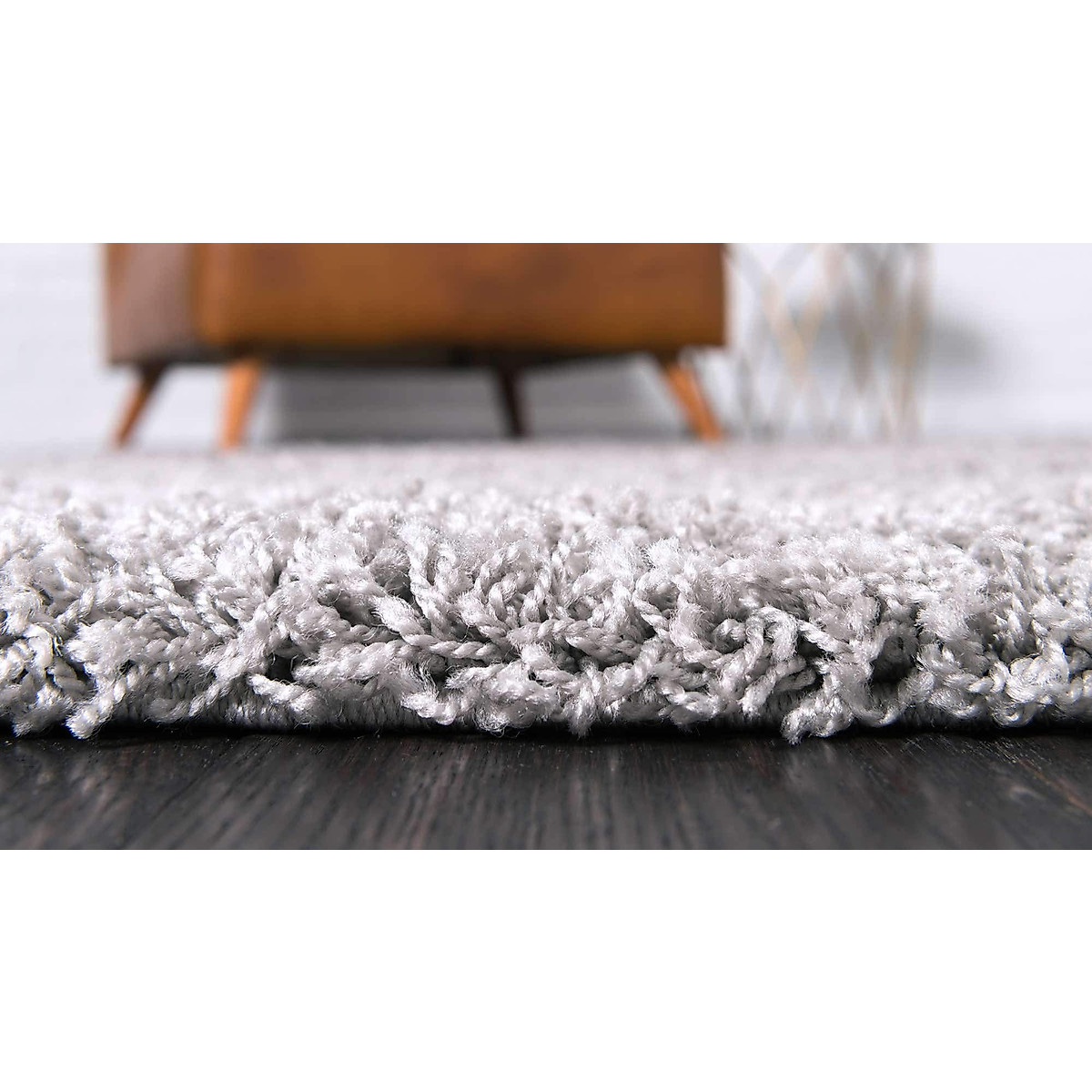 Unique Loom Solid Shag Collection Area Rug (8' x 11' Rectangle Cloud Gray)