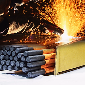 PATIKIL Copper Coated Gouging Carbon Electrode Rods, 10mm/0.4 Inch Dia, 355mm/14-inch Length for Welding, Pack of 5