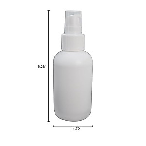 4 Ounce Boston Round Bottles. HDPE Plastic Empty. White Treatment Pump caps (9-Pack)