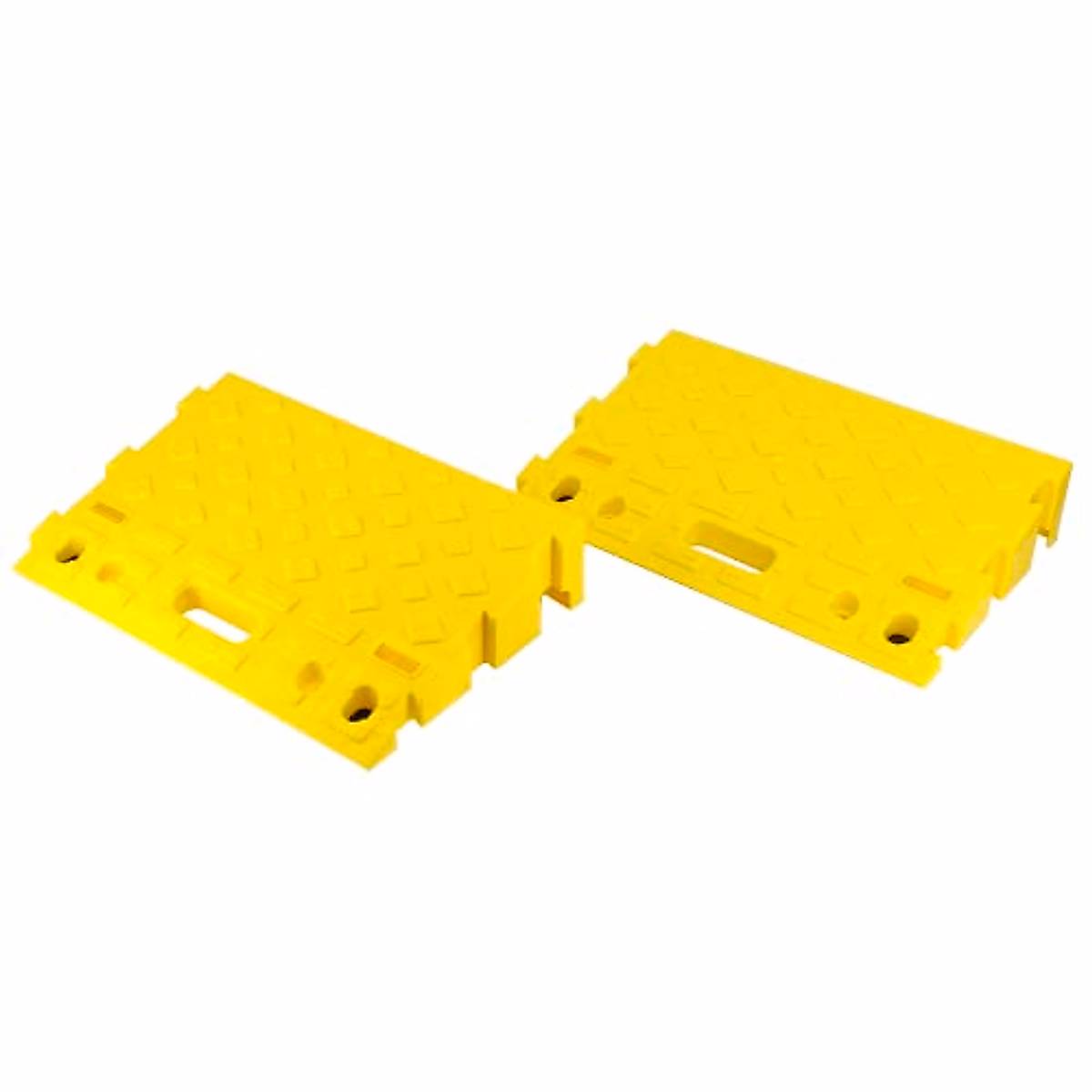 MAXXHAUL 50707 Portable Interlocking Plastic Curb Threshold Ramps Set (Yellow) for Loading Dock, Driveway, Sidewalk for Scooter, Wheelchair, Car, Truck, Motorcycle, Dolly