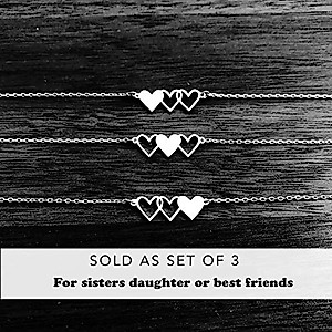 VLINRAS Best Friends Necklace for 3 Sister Necklace For 3 BFF Matching Heart Pendant Friendship Personalized Birthday Gift