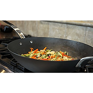 ICON Carbon Steel Dishwasher Safe Oven Safe Induction Safe Cookware (14- Inch Wok)