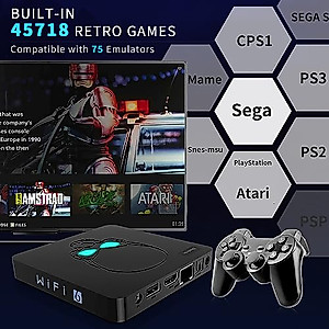 Retro Game Console Built-in 45718 Classic Games, Video Game Console Plug and Play for TV, EmuELEC 4.6 Game System and Android TV 9, 75 Emulator Console, S922X Chip