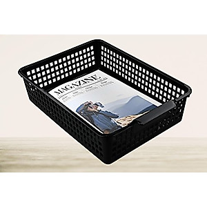 Begale 6-Pack Desktop Storage Basket for Office Supplies, File, Letter and Document Organizer, Black