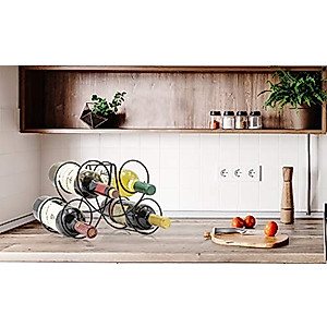 Eternal Living Wine Collection Wine Rack for Countertop | Cabinet Wine Holder Storage Stand Holds 4 Bottles, Metal Black