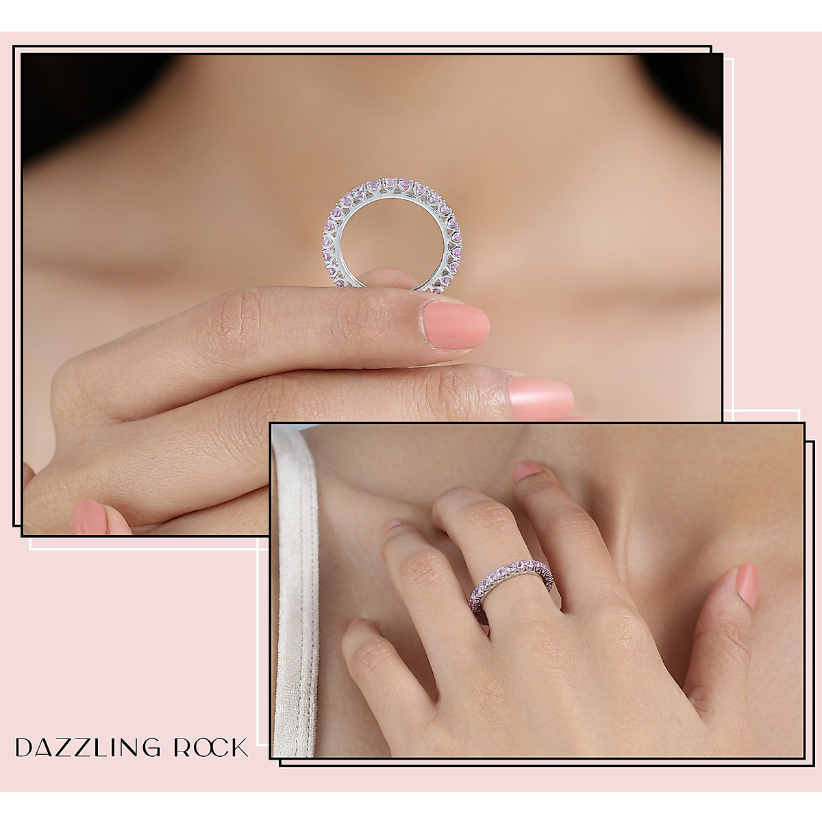 Dazzlingrock Collection 1.80 Carat (ctw) 14K Round Pink Sapphire Ladies Eternity Wedding Band 1 3/4 CT, White Gold, Size 9