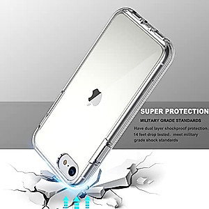 COOLQO Compatible for iPhone SE 2022/2020 Case 4.7 Inch, with [2 x Tempered Glass Screen Protector] Clear 360 Full Body Coverage Hard PC+Soft Silicone TPU 3in1 Protective Shockproof Phone Cover