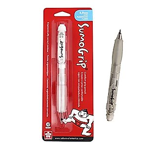 SAKURA SumoGrip Pencil with Comfort Grip - 0.9 mm Ergonomic Mechanical Pencil - Clear
