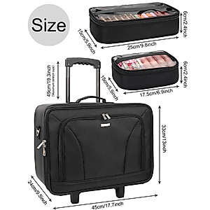 MONSTINA Rolling Makeup Train Case,Trolley Cosmetic Case,3-Layer Cosmetic Organizer,Extra Large Makeup Travel Bag for Hairstylist, Trolley Travel Hairdressing Case with Adjustable Divider(Black)