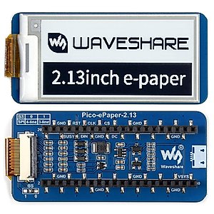 waveshare 2.13inch E-Paper Display Module for Raspberry Pi Pico, Black White Two-Color 250x122 Pixel E-Paper Screen LCD SPI Interface Support Partial Refresh Paper-Like Effect Wide Viewing Angle