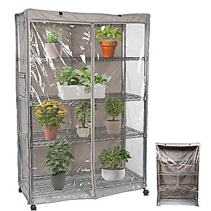 YLOVAN Storage Shelf Cover Wire Rack Shelving Dust Protective, Fits Racks 48" Lx19''Dx72''H Three Side See Through Panel (Cover only)