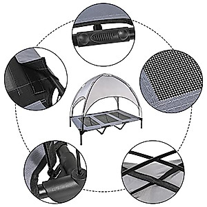 Midrising Elevated Dog Bed with Canopy,Outdoor Dog Bed with Removable Canopy,Portable Raised Pet Cot for Camping or Beach,Extra Carrying Bag(XL50 x31 x43,Grey)