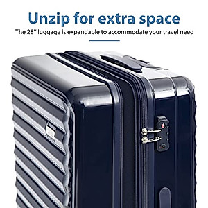 Coolife Luggage Suitcase 4 Piece Set expandable (only 28”) ABS+PC Spinner suitcase with TSA Lock carry on 20in 24in 28in