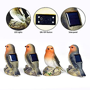 JeeYee 2 Pack Cute Robin Bird Solar Light Solar Powered Resin Outdoor Garden Decor Statue with LED Light for Patio Lawn Yard Path Decoration
