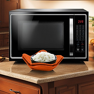 Set of 2 Orange Microwave Bowl Cloth Hot Pads Pot - Good Kitchen Accessories Bowl Holder to Protect Your Hands from Hot Dishes and Heating Soup - Microwave Bowls That Don't Get Hot for Polyester Plate