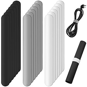 Cunhill 18 Pieces Wrapping Paper Holder Silicone Paper Slap Bands Wrapping Paper Clamps Wrapping Paper Roll Clips for Home Storage Organization, White Black Grey