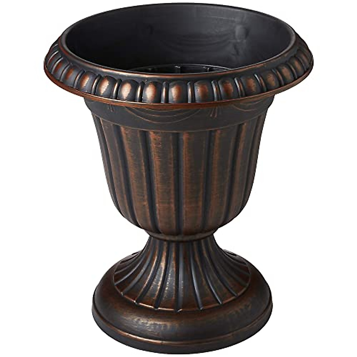 Arcadia Garden Products PL10CP Classic Traditional Plastic Urn Planter Indoor/Outdoor, 15" x 13", Brushed Copper