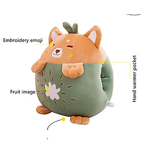 YUDONG 15" Kids Stuffed Animals Travel Blanket and Pillow Set,Cute Dog Plush Pillow with Hand Warmer Design,Perfect for Travel, Camping, Home and Office.