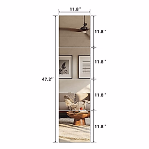 SHSYCER Full Length Acrylic Mirror Tiles 8 Pcs 12"x12", Toddler Mirror Unbreakable Non Glass Safety Frameless Preschool Mirrors for Classroom - Home Gym 12x12 Mirrors Squares for Closet Door Bedroom