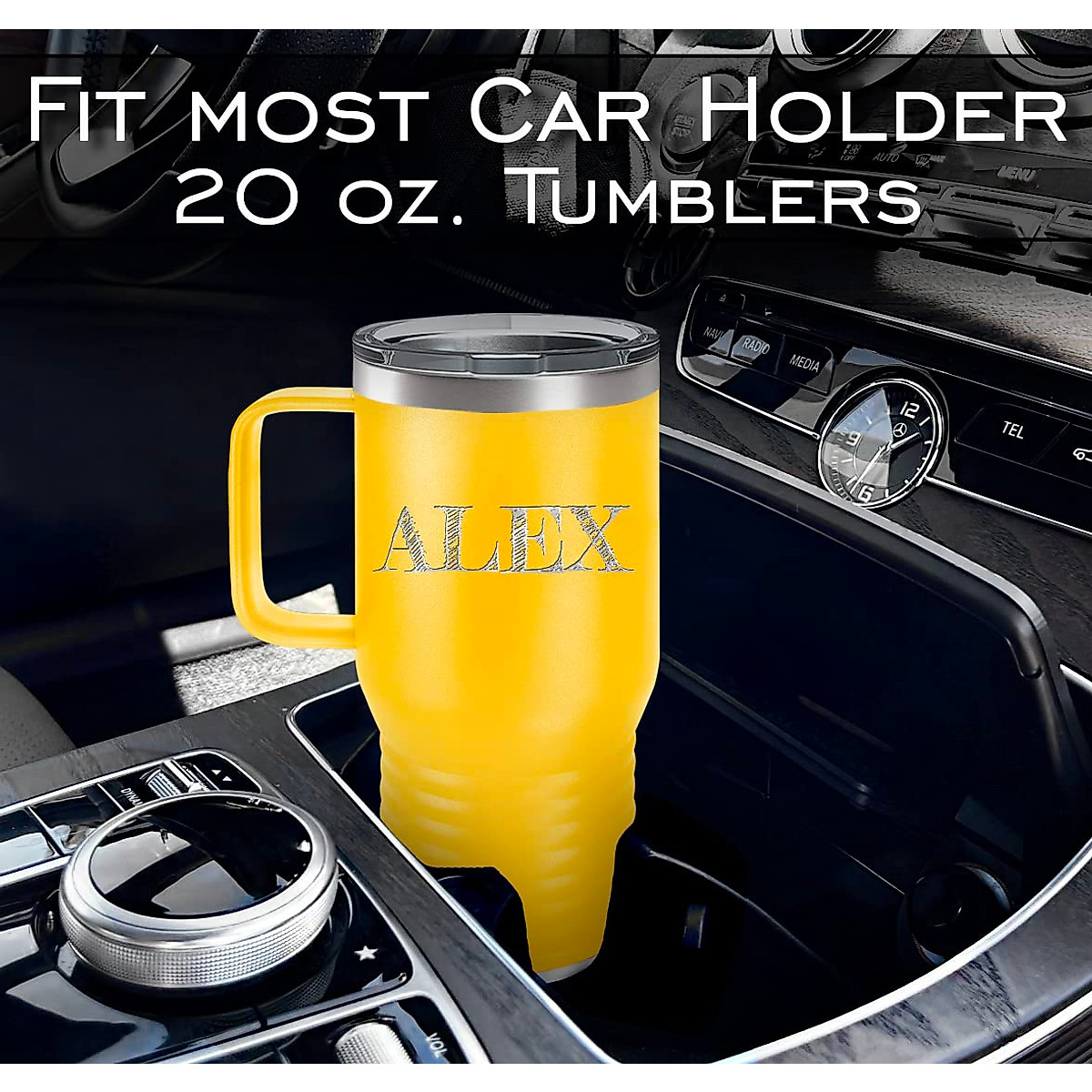 Polar Camel Personalized Tumblers with Slide Lid and Straw, Name Engraved Customized Cups, Stainless Steel Vacuum Insulated Travel Coffee Mugs - Women, Men Birthday Gift (Yellow, 20 oz)