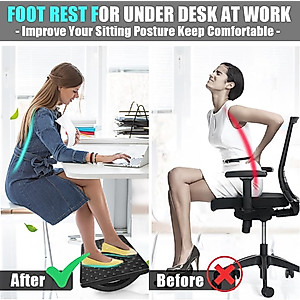 CEECOLES Foot Rest Under Desk at Work with Rocking Design, Ergonomic Foot Stool with Massage Rollers for Pain Relief, Shake Design Footrest with Massage Surface Leg Rest Pain Relief for Office Desk