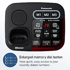 Panasonic Amplified Cordless Phone with Slow Talk, 40dB Volume Boost, 100dB Lound Visual Ringer, Hearing Aid Compatibility, Large Screen and Backlit Keypad, Link2Cell - KX-TGM430B - 1 Handset (Black)