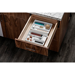 Madesmart Set of 2 Plastic 6-Compartment Drawer Organizer Gadget Trays, Multipurpose Storage Bins for Drawers, White