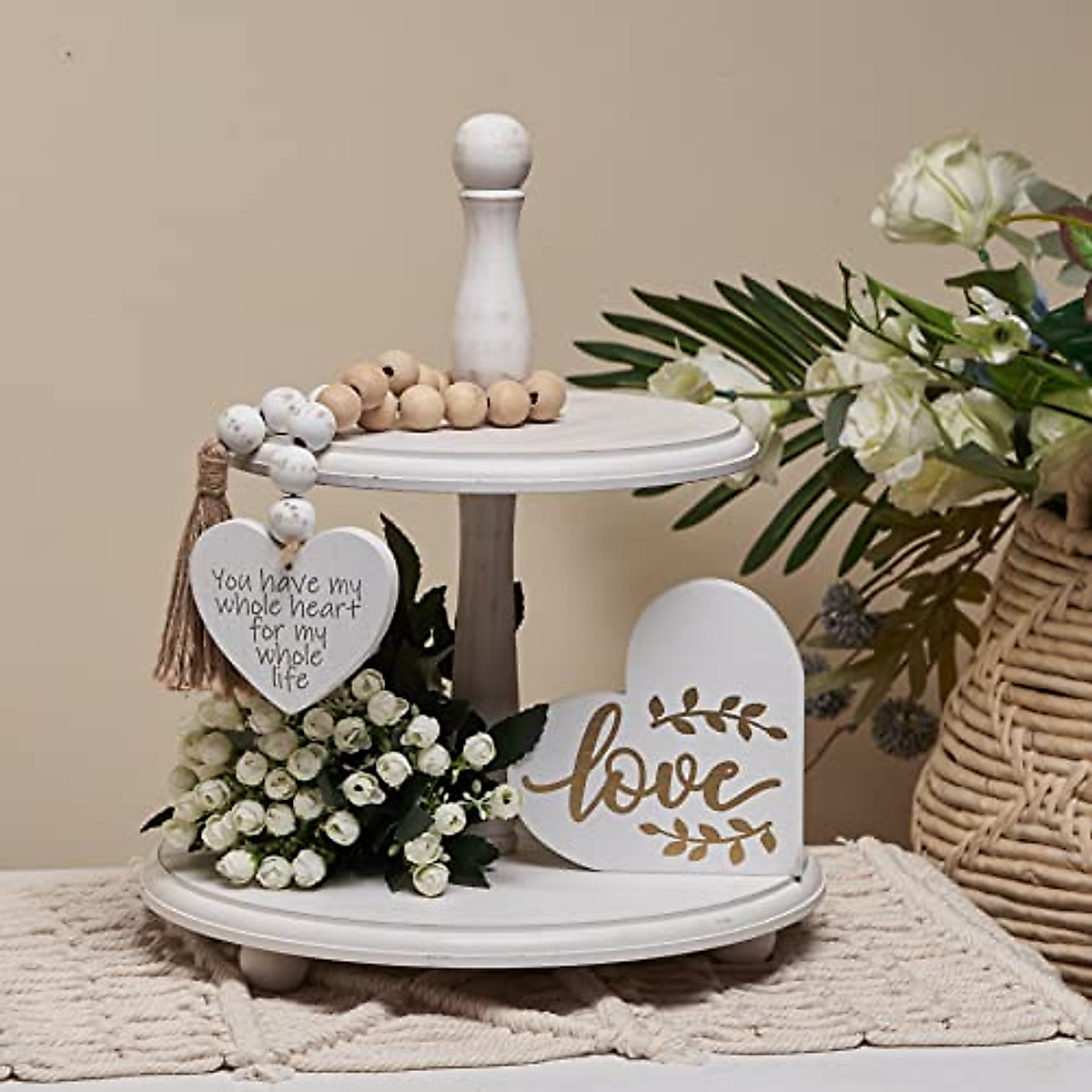 Defined Deco Two Tiered Tray Wooden Tiered Serving Tray Farmhouse Tiered Tray Stand with Tiered Tray Décor Signs for Wedding Decor and Rustic Farmhouse Décor, Set of 3