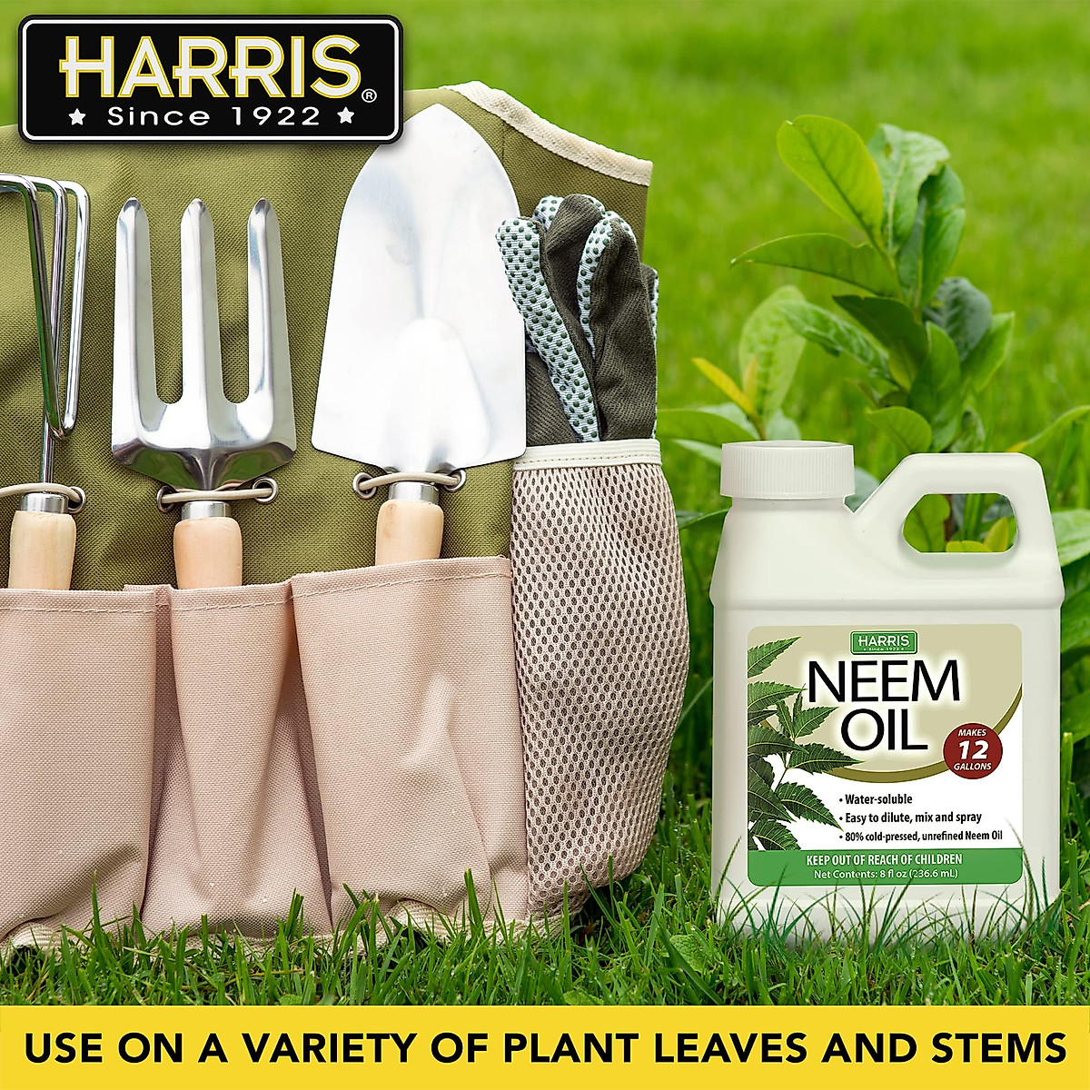 HARRIS Neem Oil Cold Pressed Water Soluble Concentrate, Makes 12 Gallons, 8oz NEEM-8C