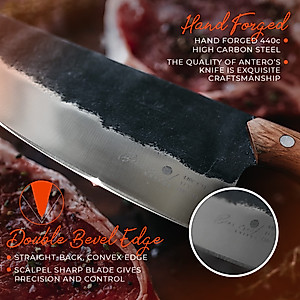 Bear Creek Knives | Antero 8" Kiritsuke Chef Knife | UltraFine 3-Step-Honed Blade | 440c Stainless Steel | Double-Beveled Cutting Edge | Rosewood Handle