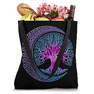 Tree of Life Cresent Moon Phases Mandala Yoga Gift Tote Bag