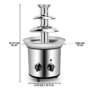 Micnaron Chocolate Fondue Fountain 3 Tiers Electric Melting Chocolate Machine Mini Hot Chocolate Fondue Pot Stainless Steel Heated Basin Chocolate Fountain For Nacho Cheese, BBQ Sauce, Ranch, Liqueurs