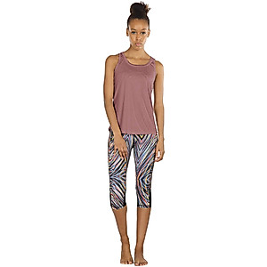 icyzone Open Back Yoga Tops for Women - Activewear Workout Clothes Exercise Fitness Tank Tops Gym Shirts(M,Mocha)