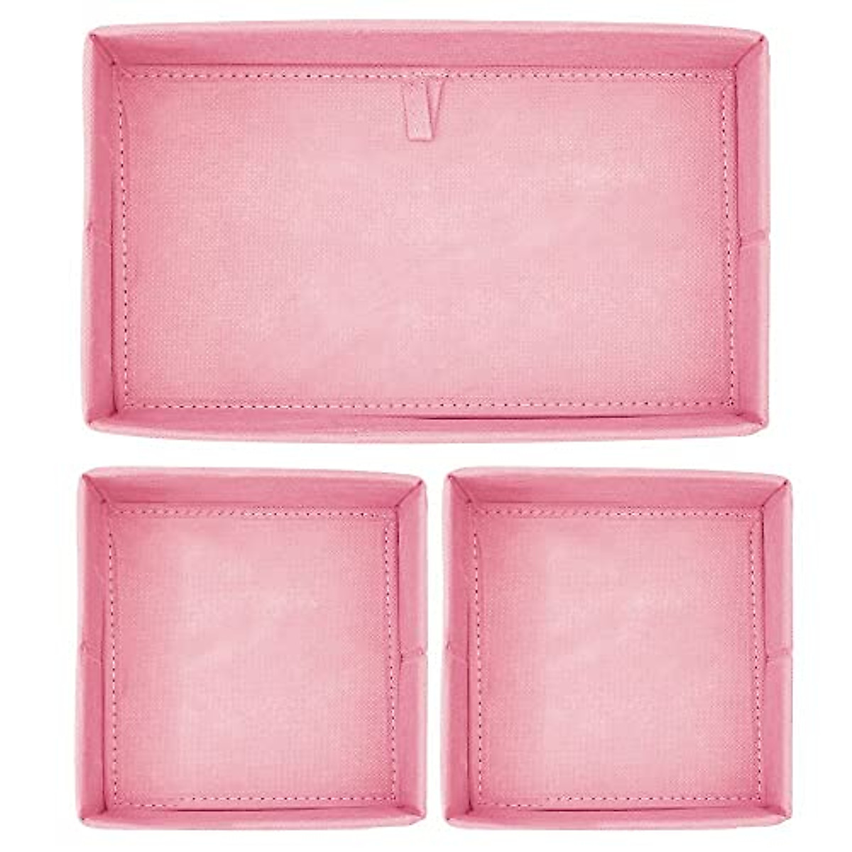 mDesign Fabric Drawer Divider Organizer Bins, Nursery/Bedroom Dresser, Closet, Shelf, Playroom Organization, Hold Clothes, Toys, Diapers, Bibs, Lido Collection, Set of 3, 4 Pack, Pink Herringbone