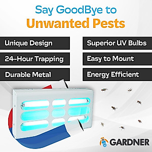 Gardner GT-180 Slimline, Fly Lights for Restaurants, Fly Light Trap, Wall Mounted Adhesive Trap, Perfect for Warehouses, Bakeries, Hospitals, Restaurants, Commercial Kitchen - 2-15 Watts (White)